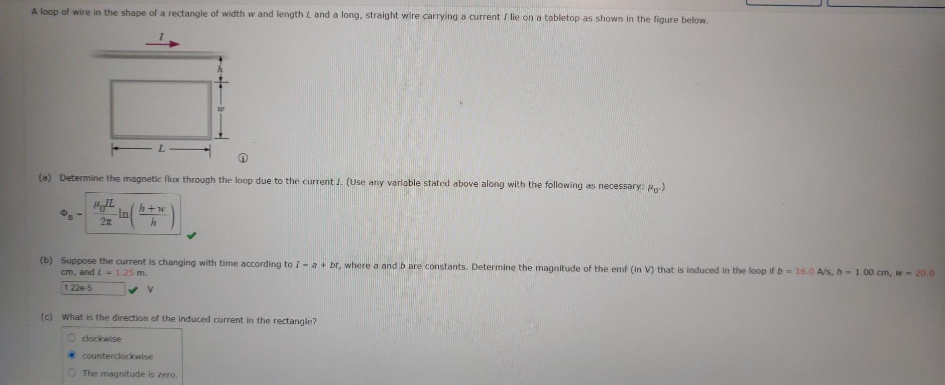 Solved A loop of wire in the shape of a rectangle of width w | Chegg.com