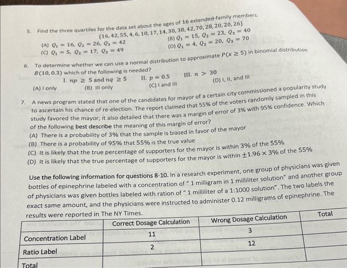 Solved 5. Find the three quartiles for the data set about | Chegg.com