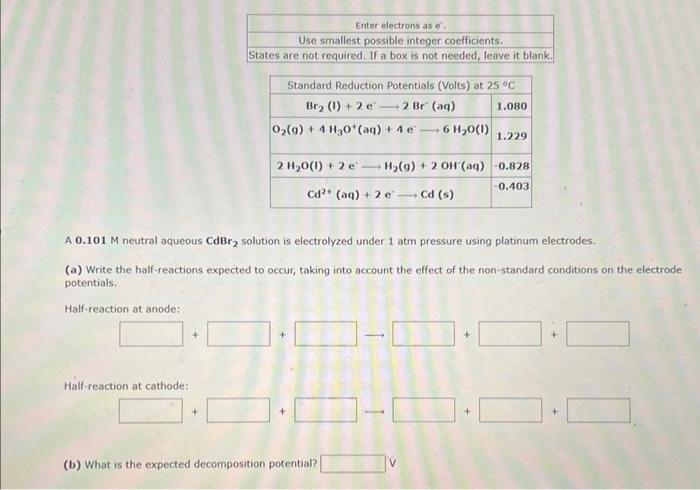 Solved A 0.101M neutral aqueous CdBr2 solution is | Chegg.com