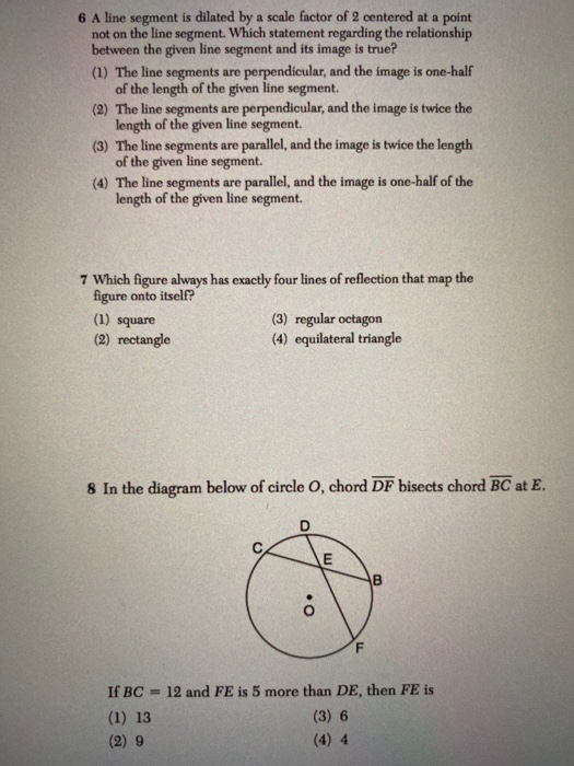 Solved 6 A line segment is dilated by a scale factor of 2 | Chegg.com