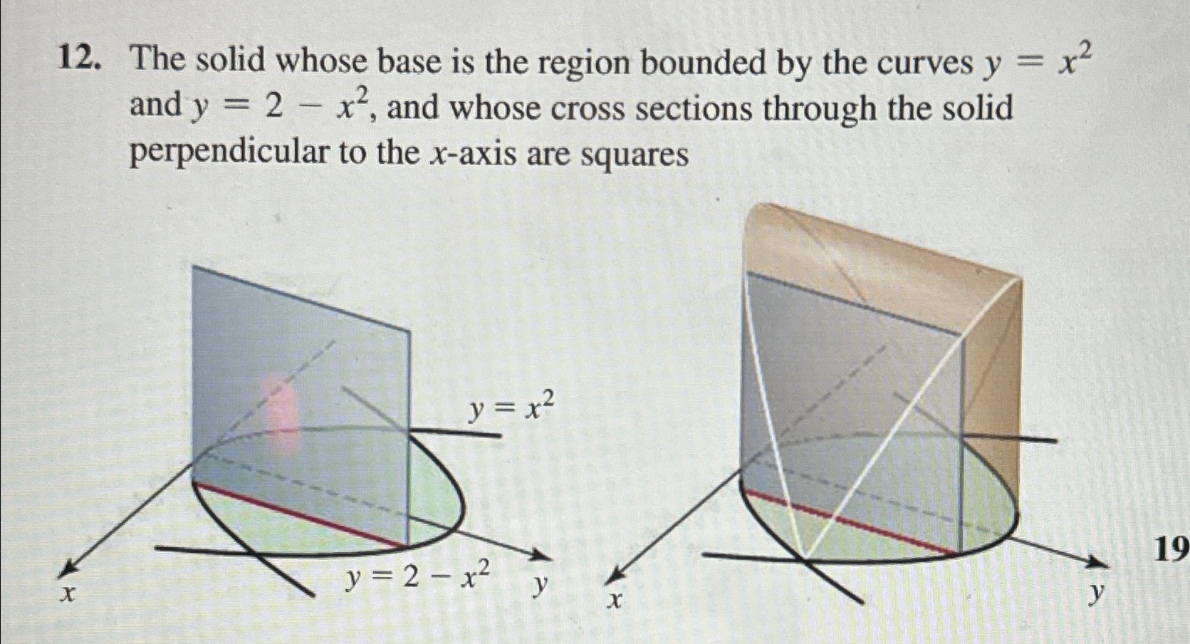 Solved The solid whose base is the region bounded by the | Chegg.com