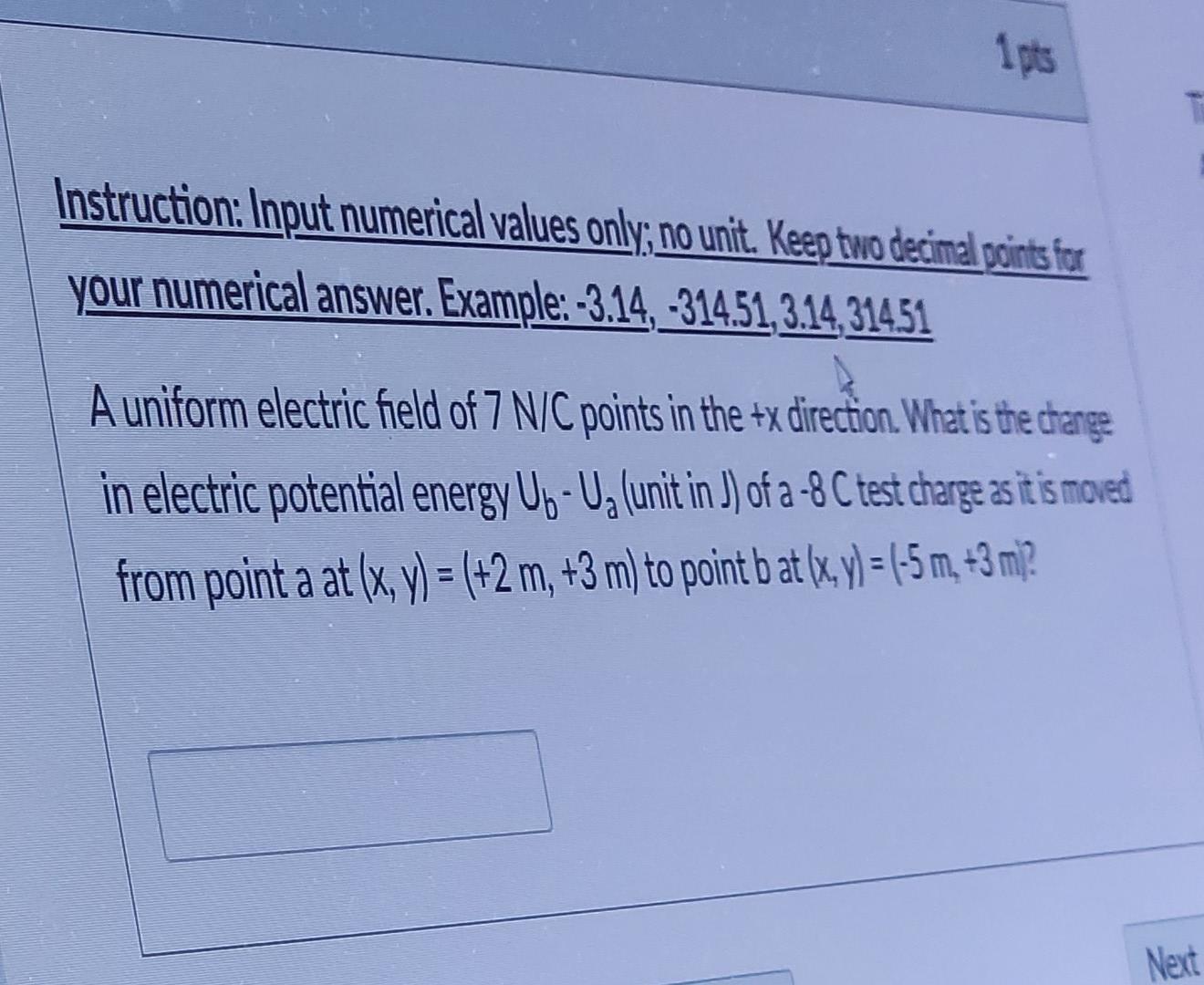 Solved Instruction: Input numerical values only; no unit. | Chegg.com