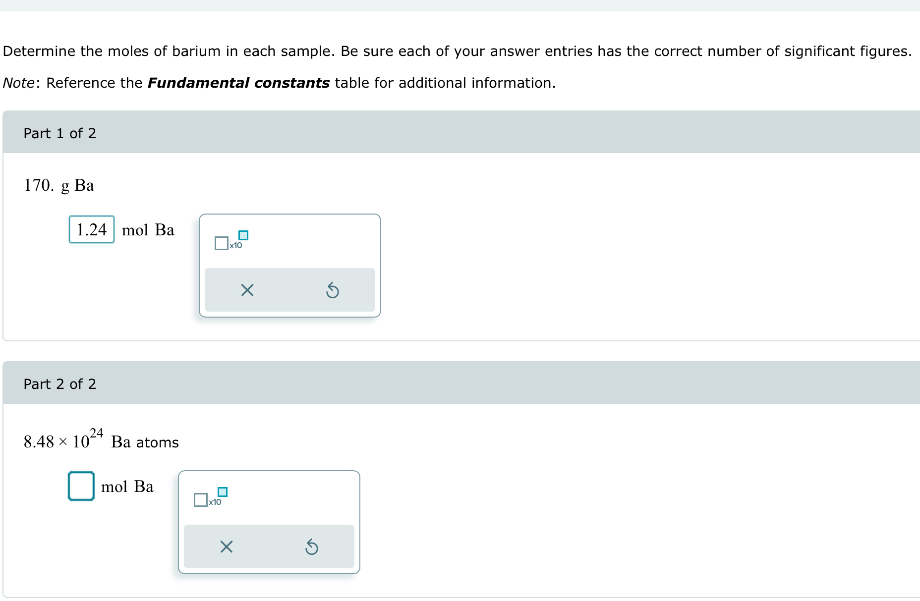 Solved Determine the moles of barium in each sample. Be sure | Chegg.com