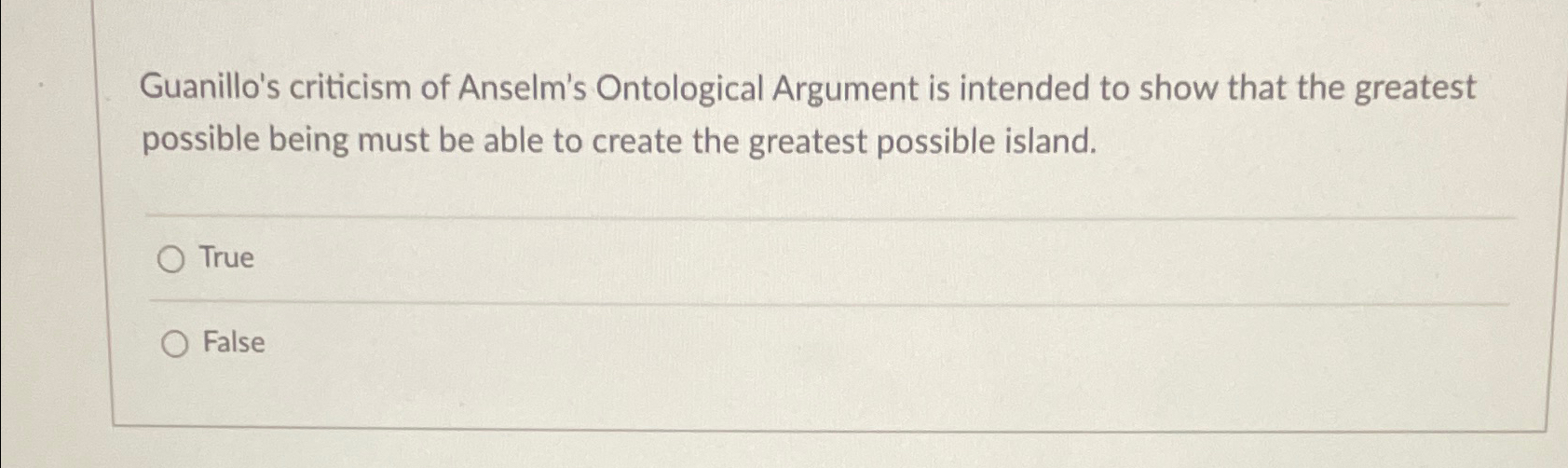Solved Guanillo's criticism of Anselm's Ontological Argument | Chegg.com