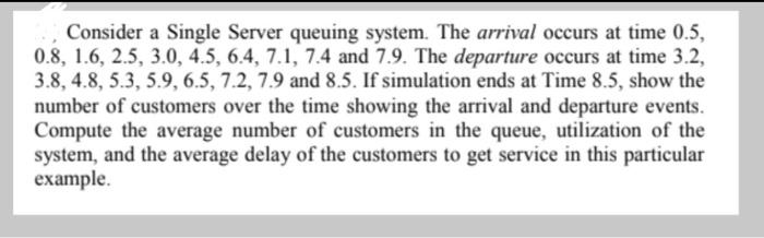 Solved Consider a Single Server queuing system. The arrival | Chegg.com