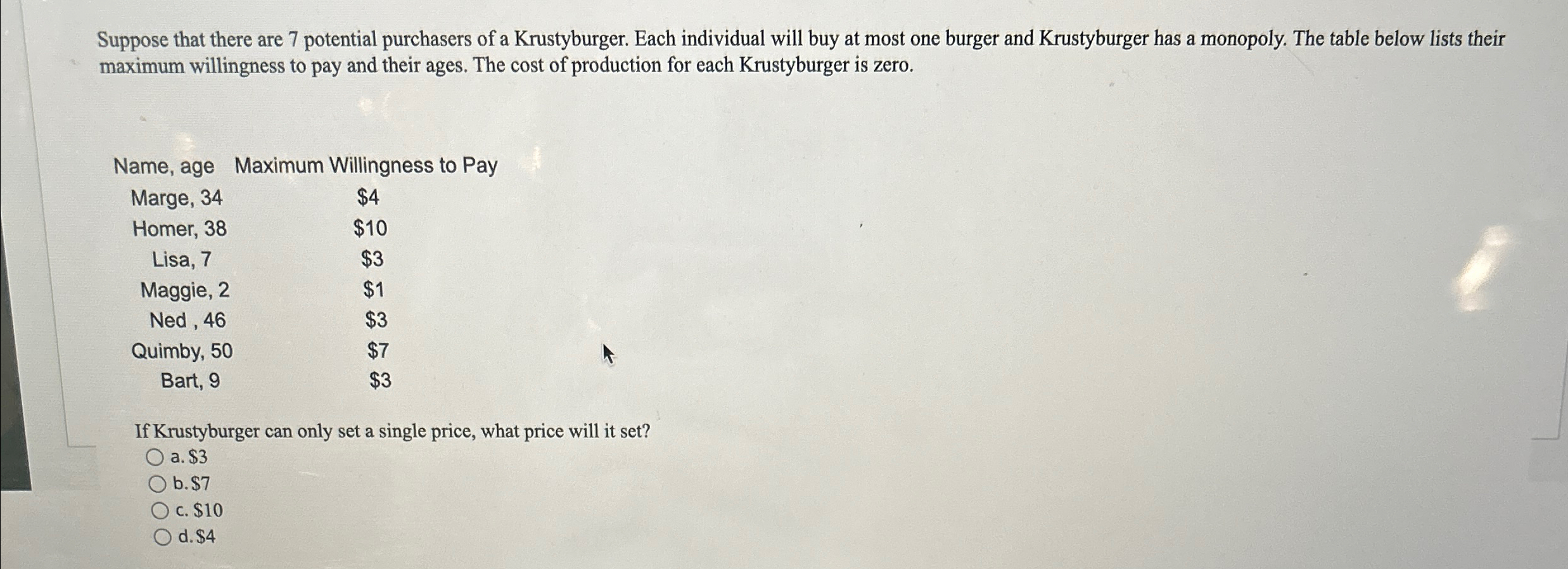 Solved Suppose that there are 7 ﻿potential purchasers of a | Chegg.com