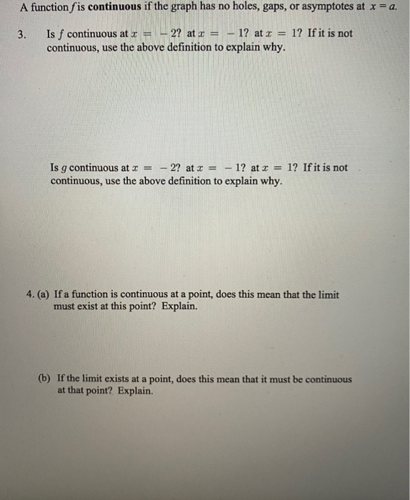 Solved A function fis continuous if the graph has no holes, | Chegg.com