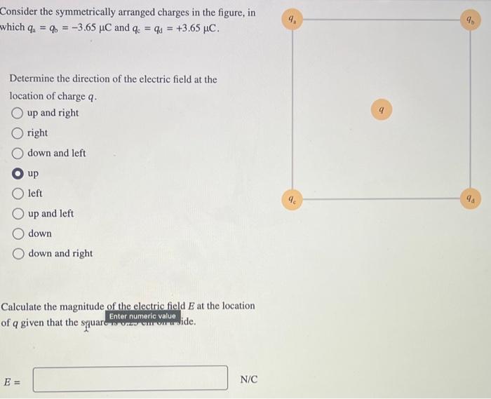 Solved Consider the symmetrically arranged charges in the | Chegg.com