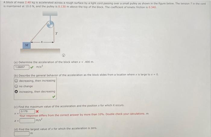 Solved A block of mass 2.40 kg is accelerated across a rough | Chegg.com