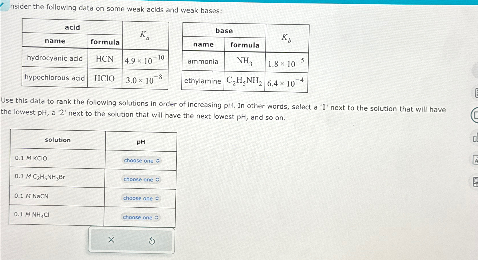 Solved nsider the following data on some weak acids and weak | Chegg.com