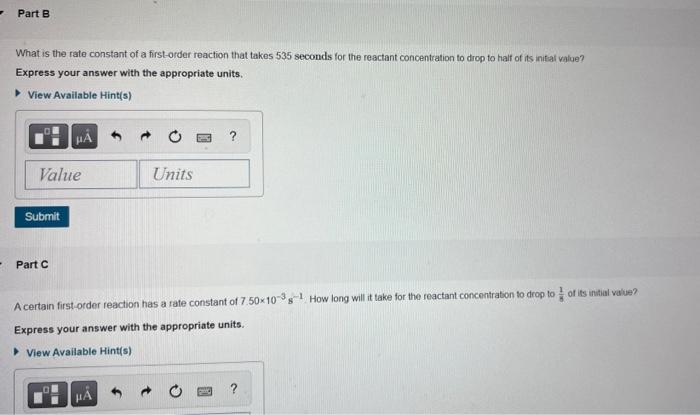 Solved What Is The Rate Constant Of A First Order Reaction