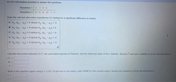 Solved Use the information provided to answer the questions | Chegg.com
