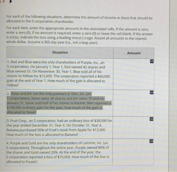 Solved For each of the following situations, determine the | Chegg.com