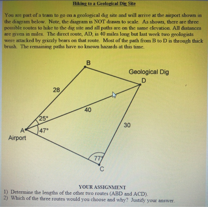 Solved Hiking to a Geological Dig Site You are part of a | Chegg.com