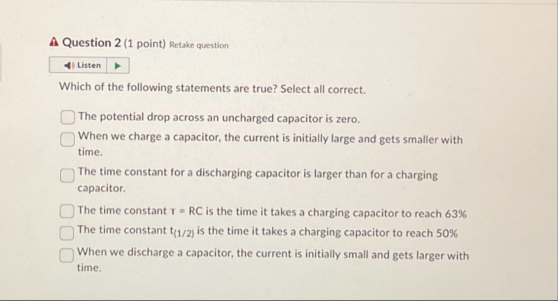 Solved A Question 2 (1 ﻿point) ﻿Retake questionListenWhich | Chegg.com