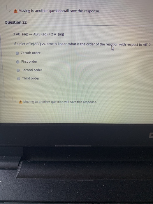Solved if the plot of in[ab] vs time is linear what is the | Chegg.com