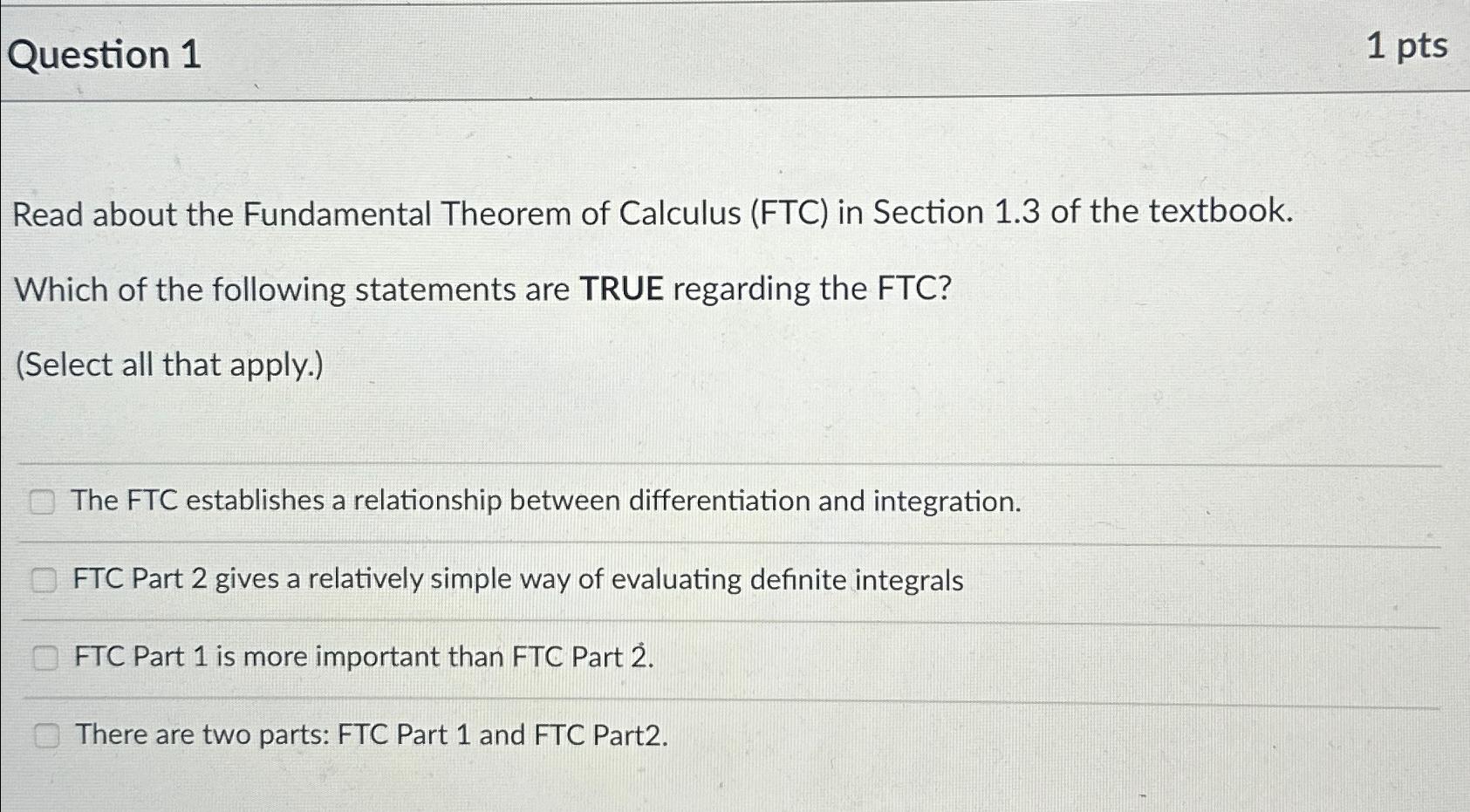 Solved Question 11 ﻿ptsread About The Fundamental Theorem Of