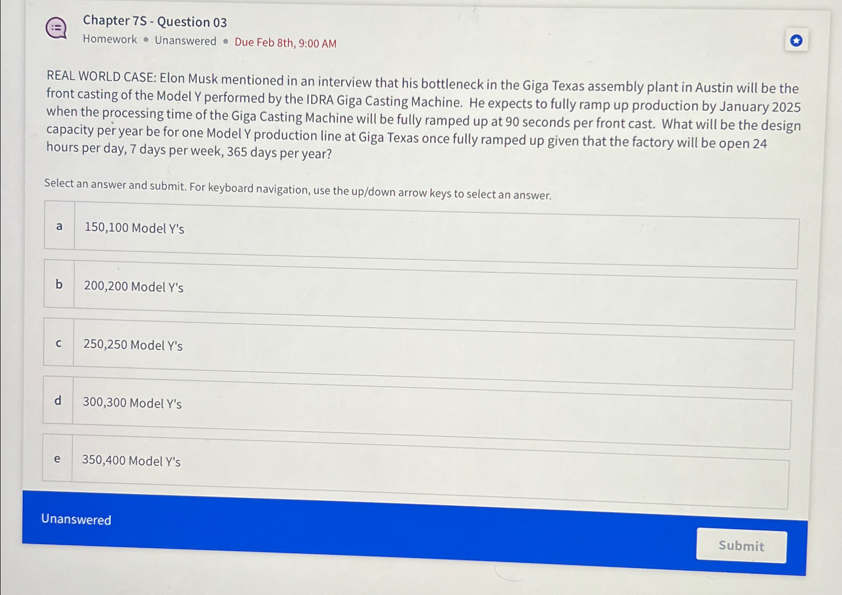 Solved Chapter 7S - ﻿Question 03Homework * ﻿Unanswered * | Chegg.com