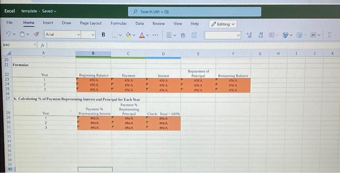 Solved Excel template Search (Alt ) File Home Insert Draw | Chegg.com
