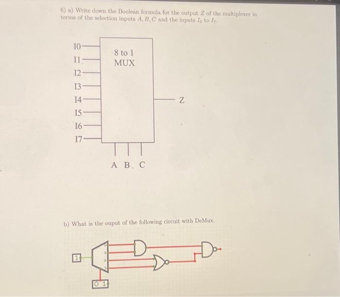 Solved 6) a) Write down the Boolean formula for the output Z | Chegg.com