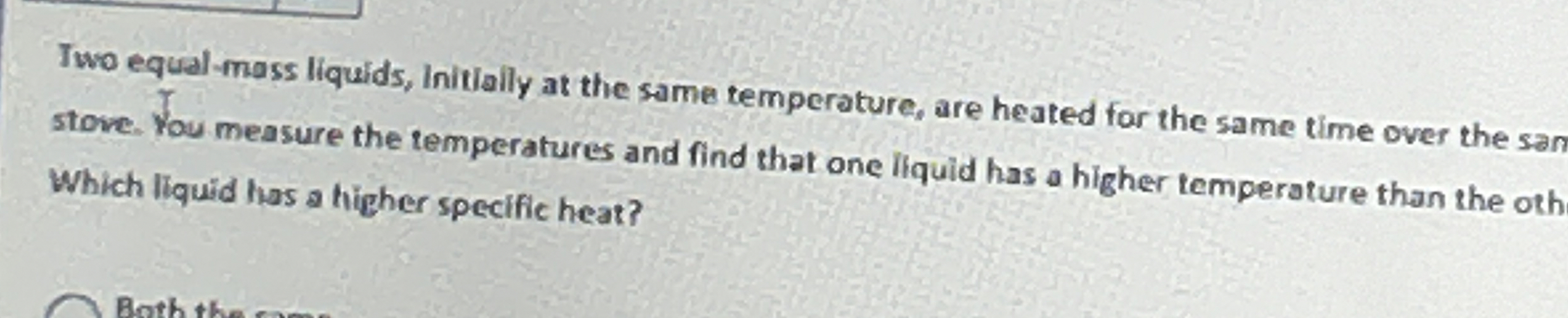 Solved Two equal-mass liquids, Initially at the same | Chegg.com
