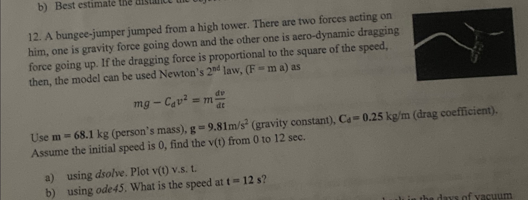 Solved A bungee-jumper jumped from a high tower. There are | Chegg.com
