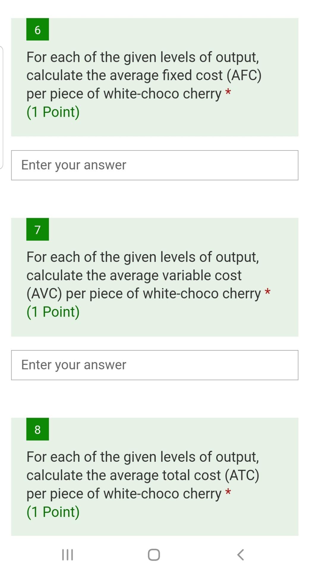 6 For each of the given levels of output, calculate | Chegg.com