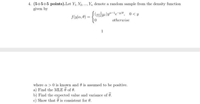 Solved (5+5+5 points). Let Y1,Y2,…,Yn denote a random sample | Chegg.com