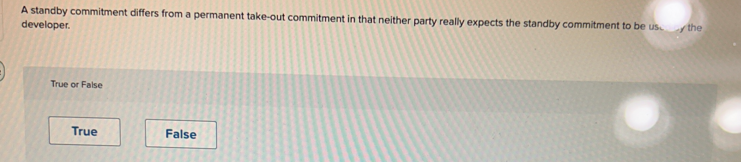 Solved A standby commitment differs from a permanent | Chegg.com