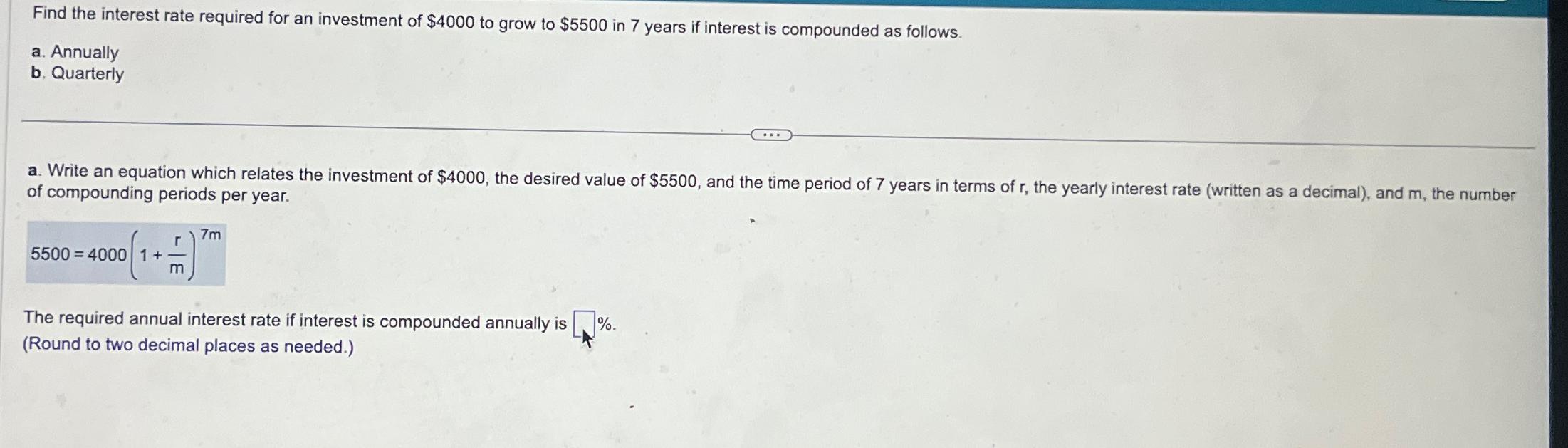 Solved Find the interest rate required for an investment of | Chegg.com