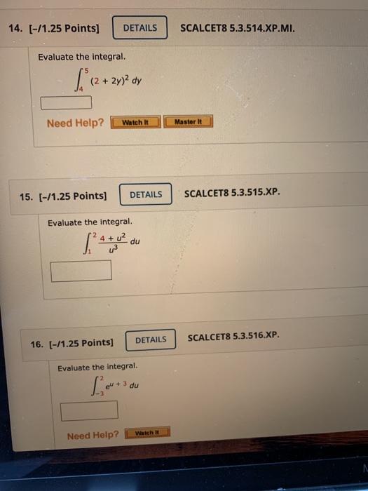Solved W + du 14. (-/1.25 Points] DETAILS SCALCET8 | Chegg.com