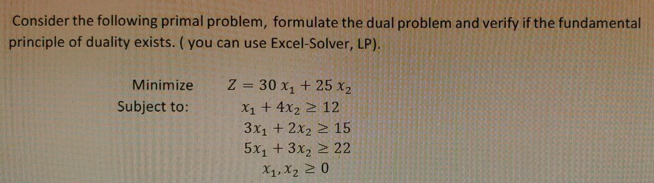 Solved Consider the following primal problem, formulate the | Chegg.com