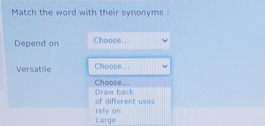 Solved Match the word with their synonyms : choose.. Depend | Chegg.com