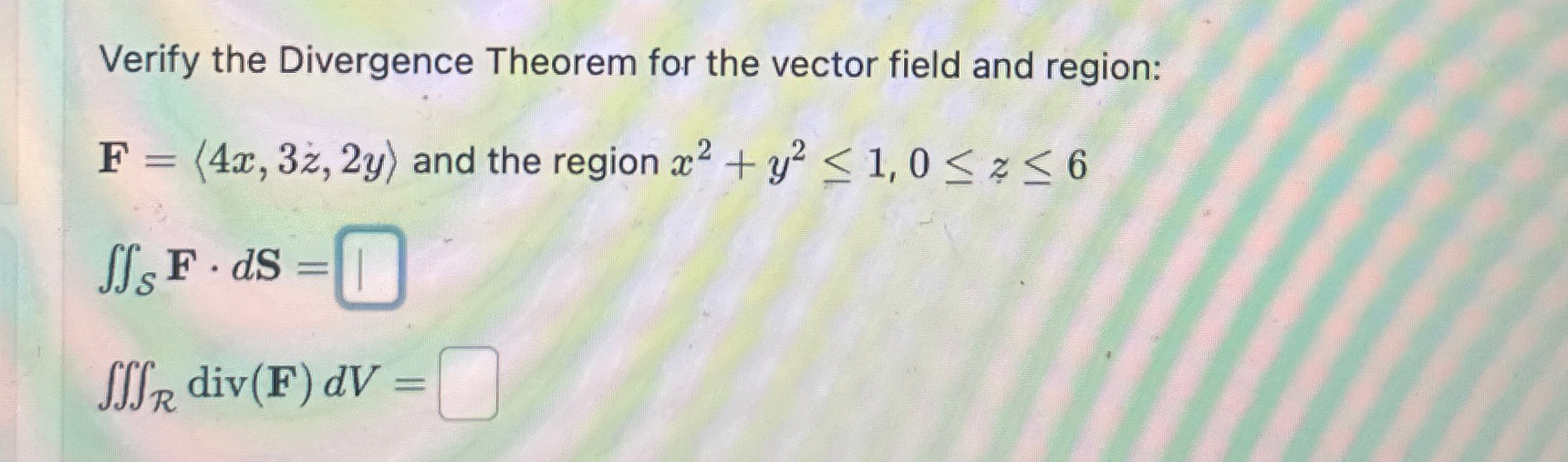 Solved Verify the Divergence Theorem for the vector field | Chegg.com