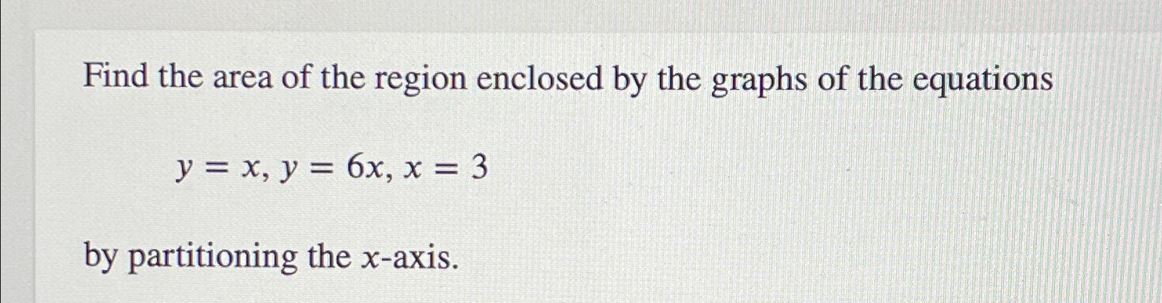 Solved Find the area of the region enclosed by the graphs of | Chegg.com