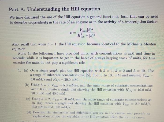 Solved Part A: Understanding the Hill equation. We have | Chegg.com