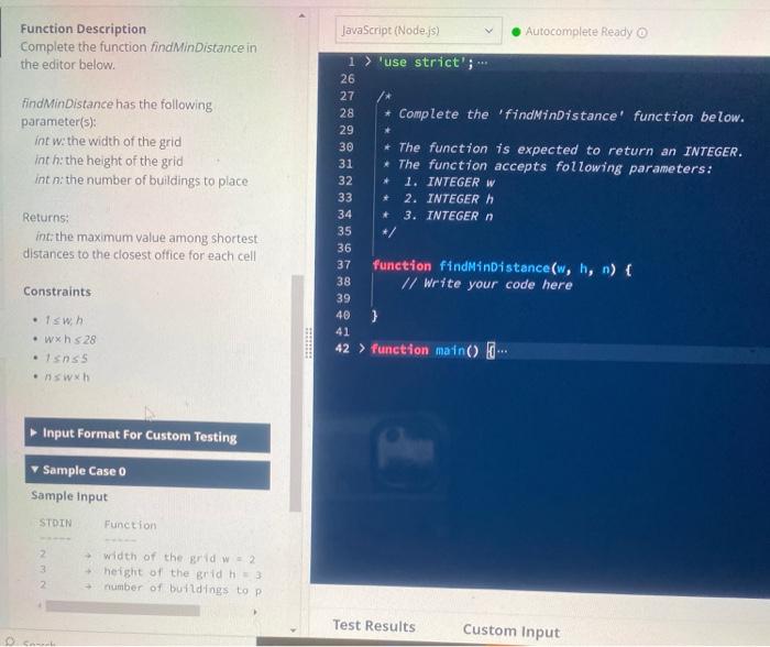 JavaScript (Node.js) Autocomplete Ready Function | Chegg.com