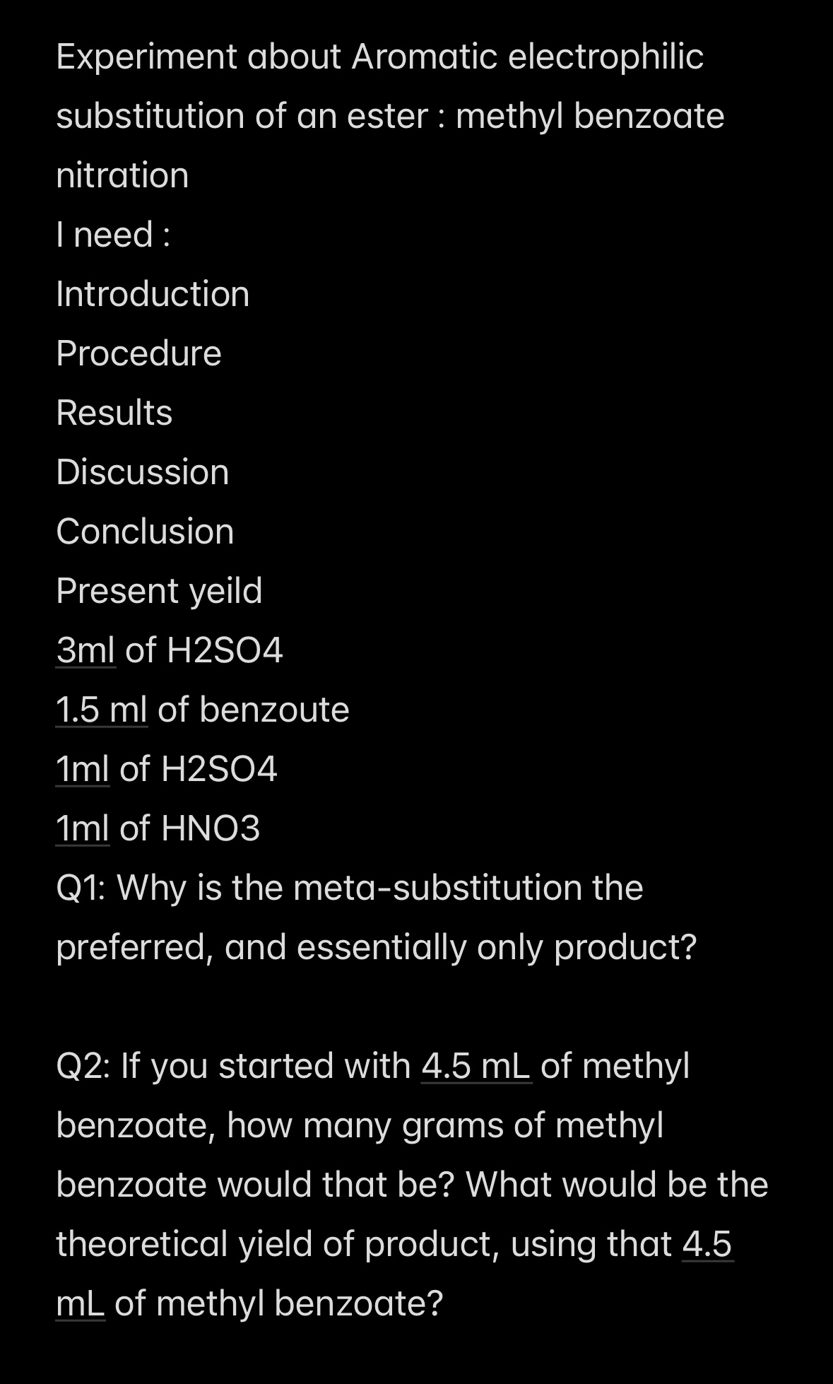 Solved Experiment about Aromatic electrophilic substitution | Chegg.com