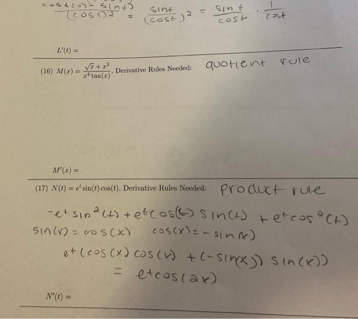 Solved (cost)2cost(cos−sint)=(cost)2sint=costsint⋅cost1 | Chegg.com