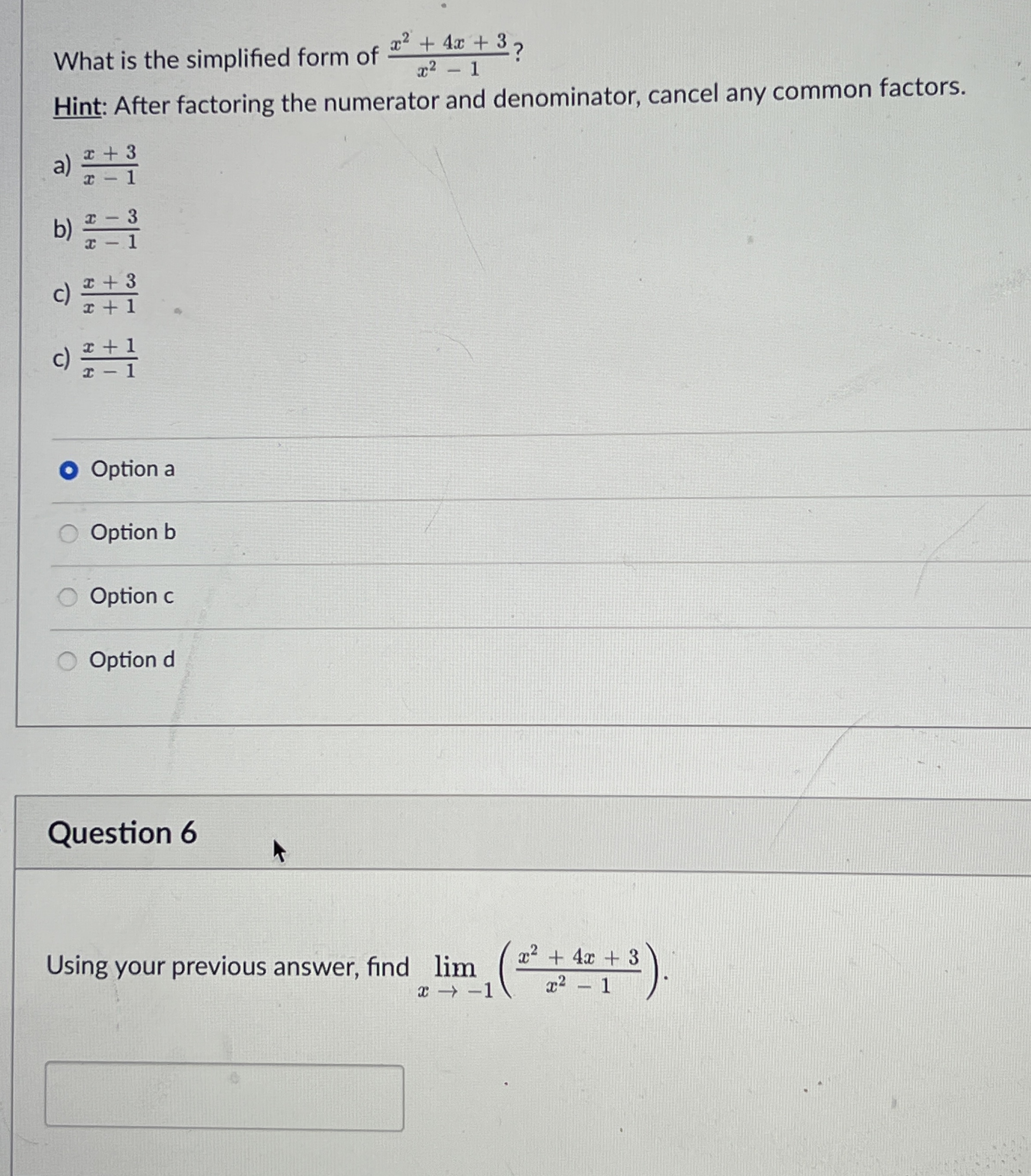 Solved What is the simplified form of x2+4x+3x2-1 ?Hint: | Chegg.com