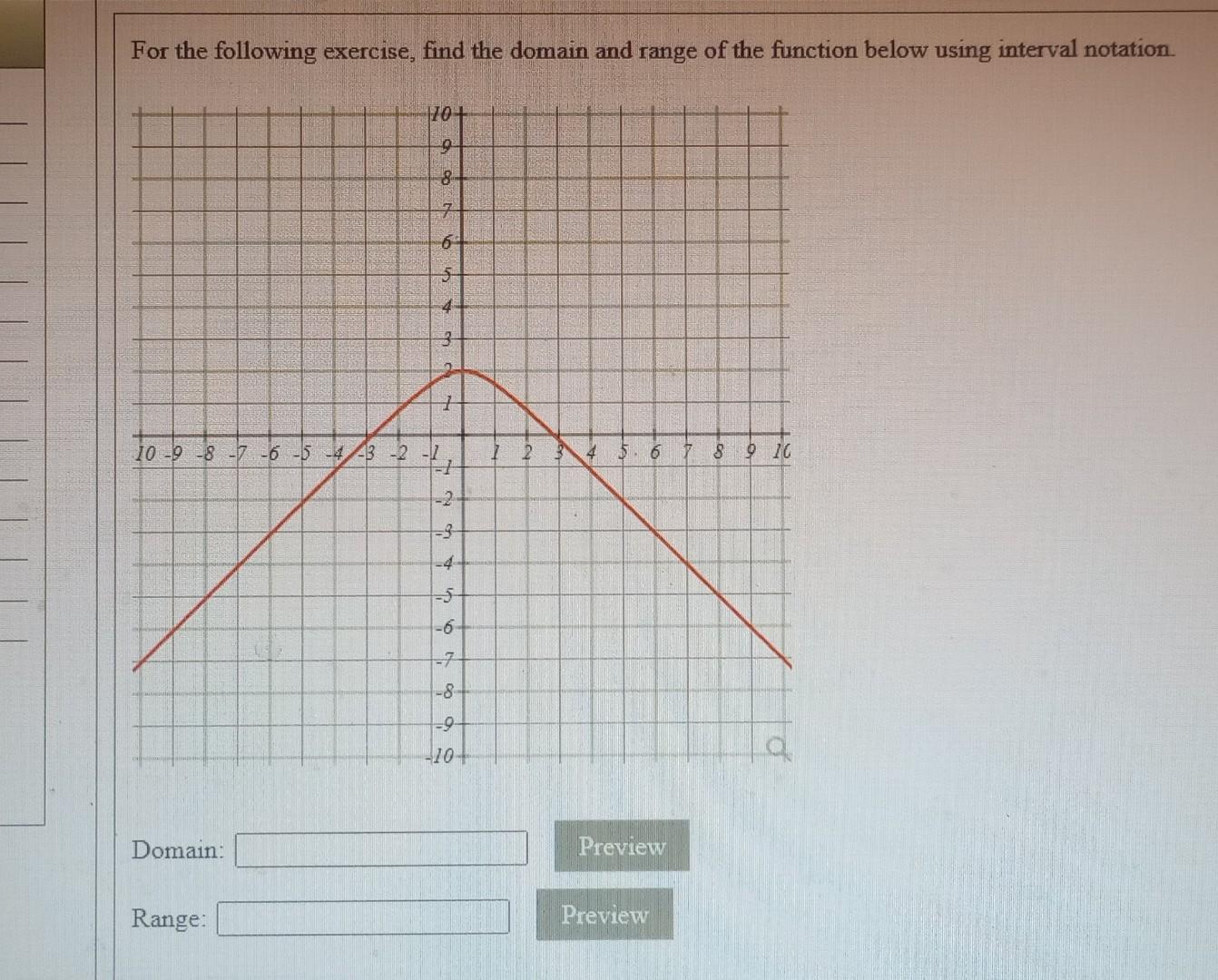 Solved For the following exercise, find the domain and range | Chegg.com