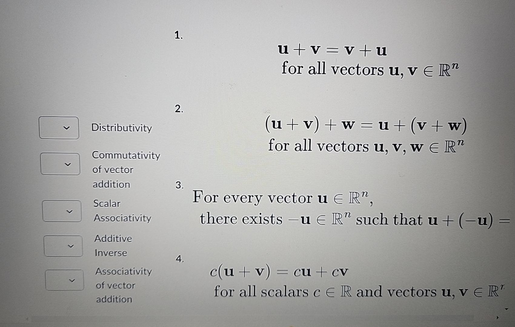 Solved u+v=v+ufor all vectors | Chegg.com