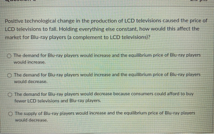 Solved Positive technological change in the production of | Chegg.com