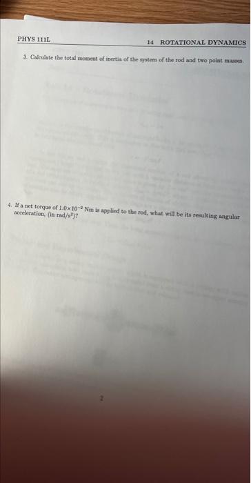 Solved Lab 14 - Rotational Dynamics Prelab This prelab | Chegg.com