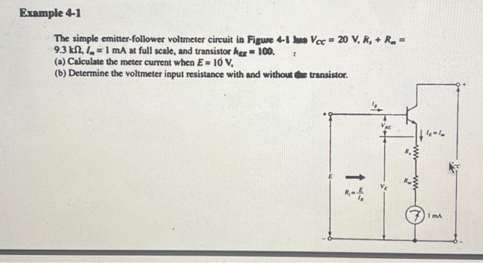Solved The simple emitter-follower voltmeter circuit in | Chegg.com
