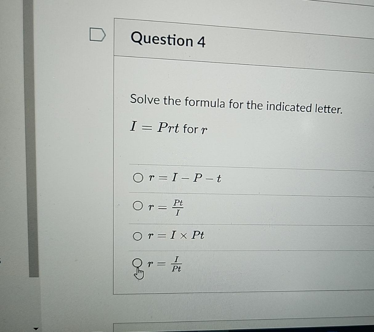 Solved Question 4Solve the formula for the indicated | Chegg.com