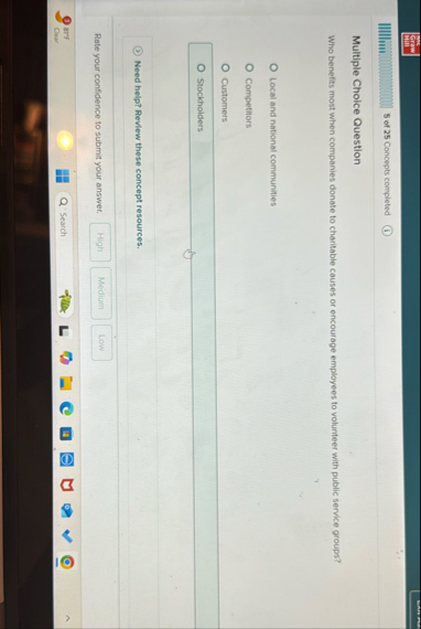 Solved P-545crew5 ﻿of 25 ﻿Concepts completedMultiple Choice | Chegg.com