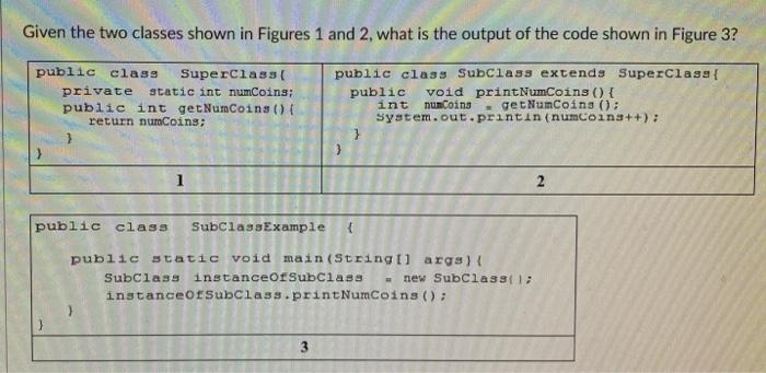 Solved Given the two classes shown in Figures 1 and 2, what | Chegg.com
