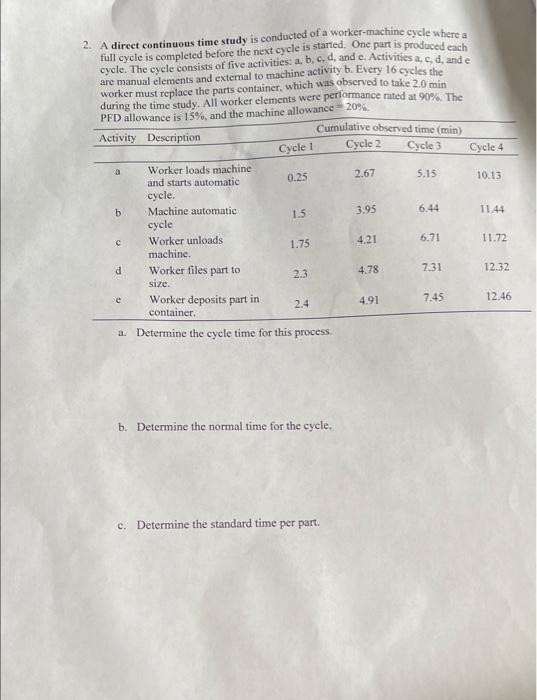Solved a 2. A direct continuous time study is conducted of a | Chegg.com