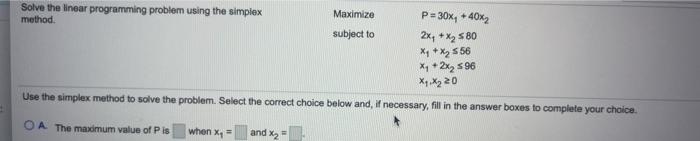 Solved Solve the linear programming problem using the | Chegg.com